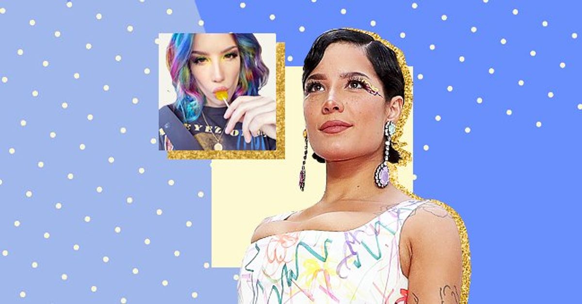 Halsey Stuns With Rainbow Hair & Makeup